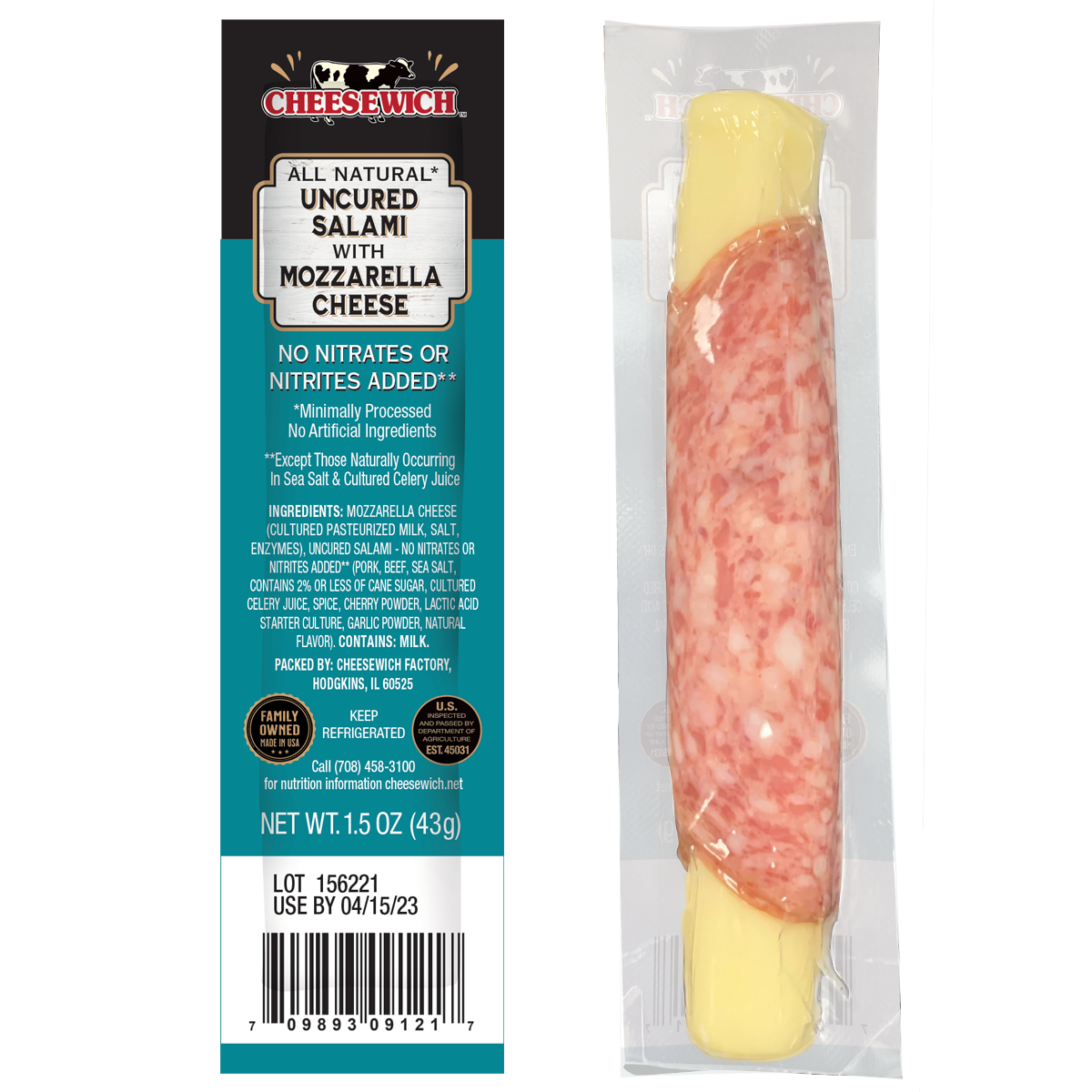 All Natural Mozzarella String Cheese With Salami – Cheesewich