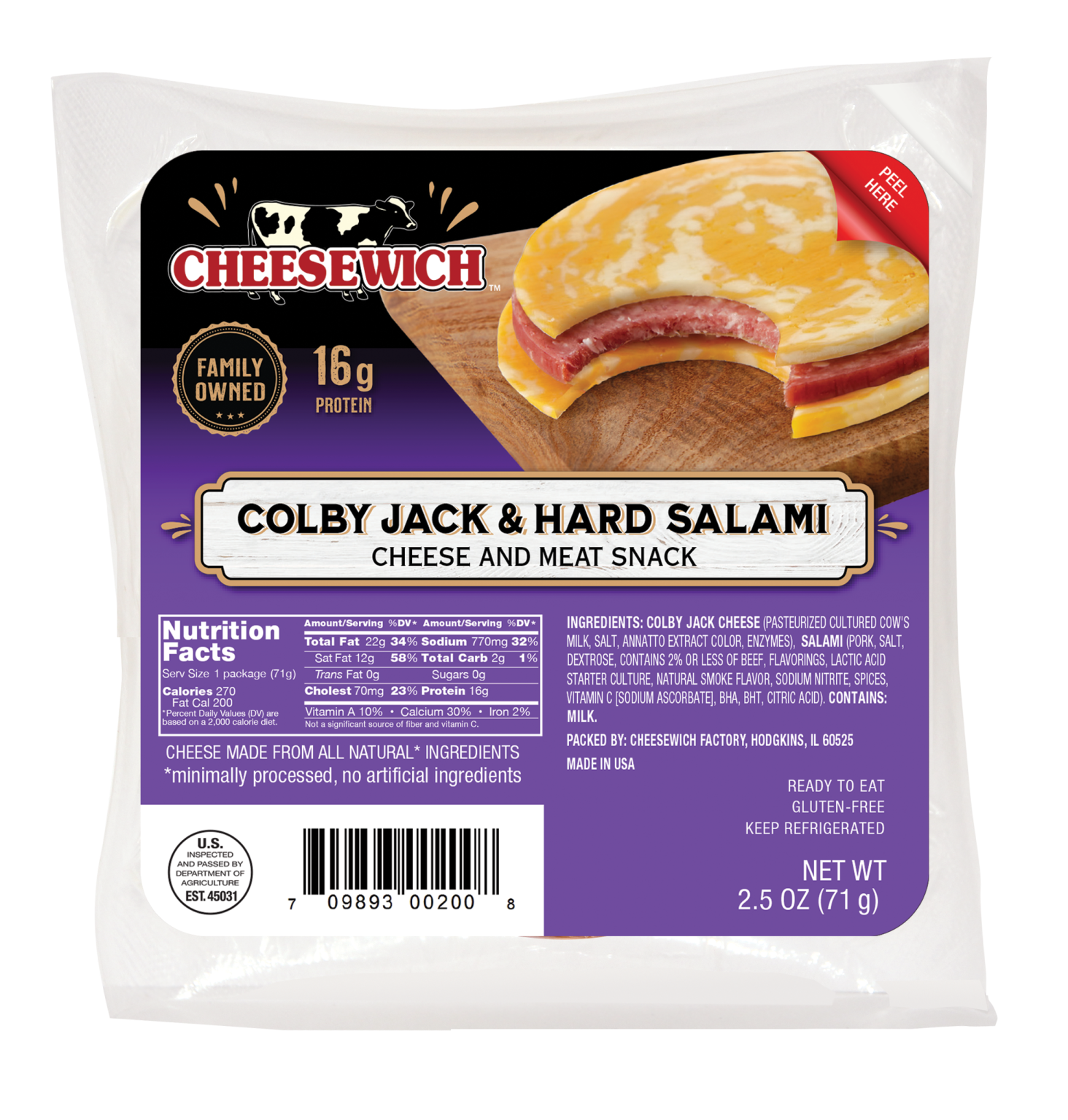 Colby Jack & Hard Salami – Cheesewich