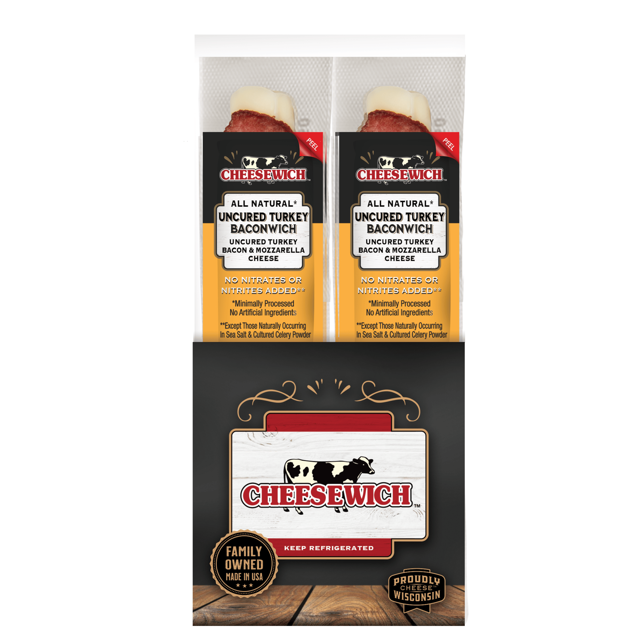 All Natural Mozzarella String Cheese With Turkey Bacon - Cheesewich